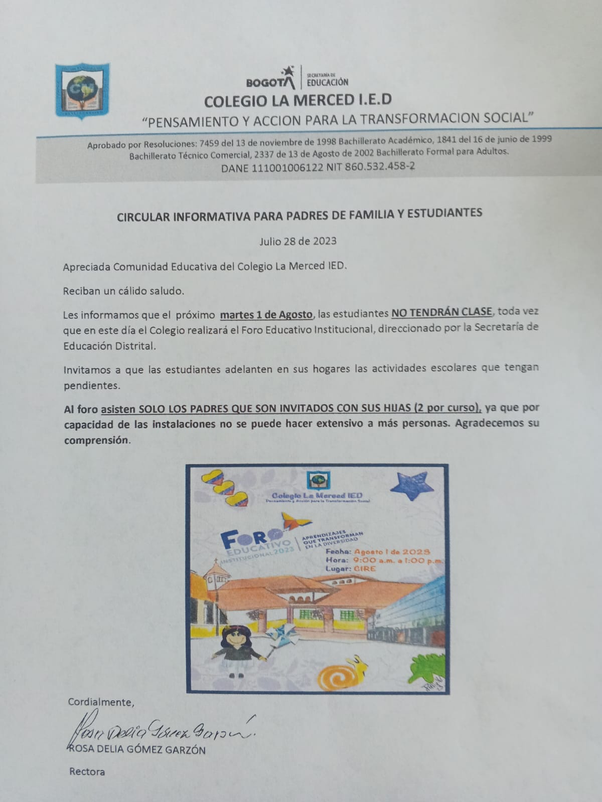 Circulares 2023 - Colegio La Merced IED
